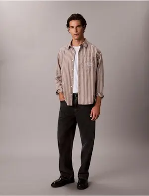 Calvin Klein Graphic Relaxed Button-down Shirt - Walnut