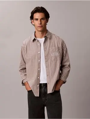Calvin Klein Graphic Relaxed Button-down Shirt - Walnut