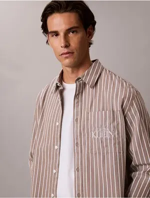 Calvin Klein Graphic Relaxed Button-down Shirt - Walnut