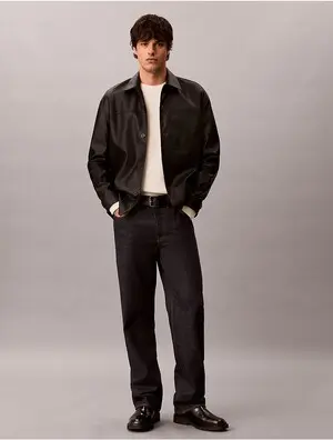 Calvin Klein Faux Leather Relaxed Overshirt - Black