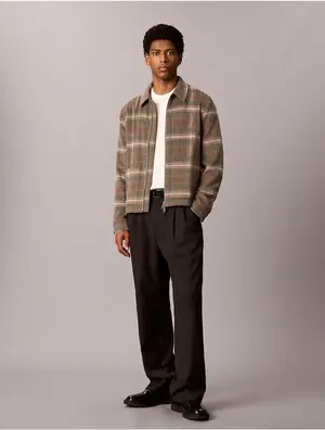 Calvin Klein Yarn-dyed Plaid Chore Jacket - Walnut