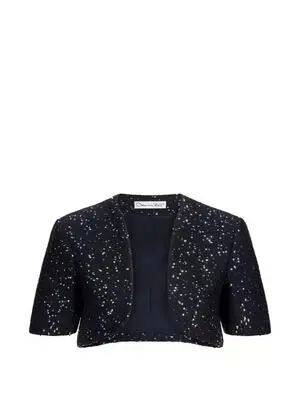 Oscar De La Renta Sequin-embellished Cropped Jacket - Blue