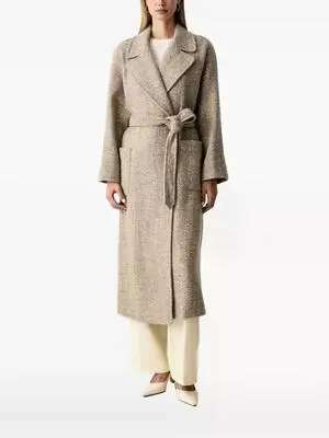 Luisa Spagnoli Segnalibro Herringbone-pattern Belted Coat - Neutrals