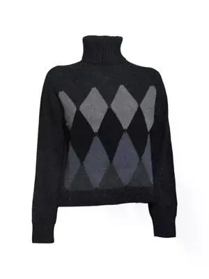 BALLANTYNE Argyle-intarsia Roll-neck Sweater - Grey