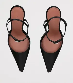 Amina Muaddi Satin Carolyn Pumps 100