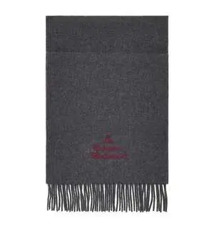 VIVIENNE WESTWOOD Wool Logo Scarf - Grey