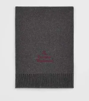 VIVIENNE WESTWOOD Wool Logo Scarf - Grey