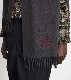 VIVIENNE WESTWOOD Wool Logo Scarf - Grey