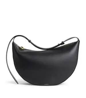 JOSEPH Large Leather Bean Shoulder Bag - Black