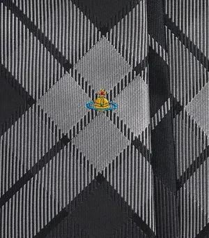 VIVIENNE WESTWOOD Silk Check Orb Tie - Black