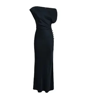 BLAZÉ MILANO Satin Novalis Midi Dress - Navy