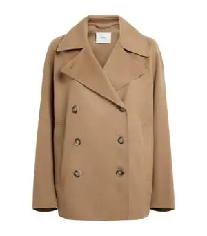 JOSEPH Double-faced Wool-silk Apollo Pea Coat - Brown