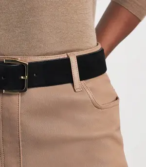 JOSEPH Leather Stretch Duke Trousers - Brown