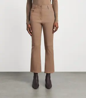 JOSEPH Leather Stretch Duke Trousers - Brown