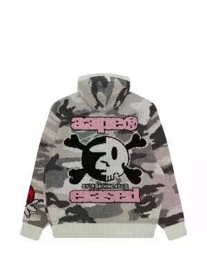 AAPE BY *A BATHING APE X Erased Camo-print Knit Hoodie - Grey