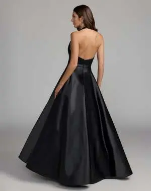Mac Duggal Floral Print Halter Neck Ball Gown