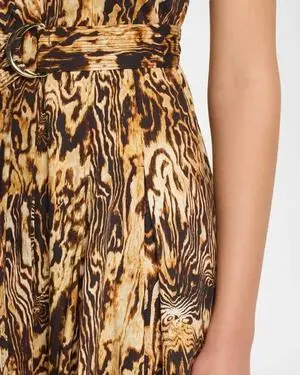 Adam Lippes Leighton Animal-print Belted Midi Shirtdress - Copper Multi