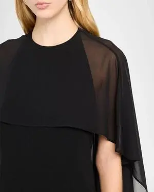 A.L.C. Adela Cape-sleeve Mini Dress - Black