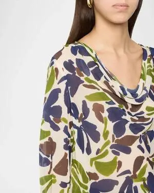 Tanya Taylor Nina Printed Cowl-neck Blouse - Cream Mult
