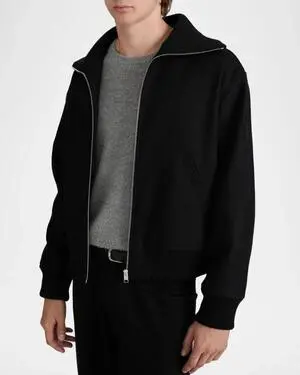 FRAME Apos;s Ribbed Wool-blend Blouson Jacket - Black