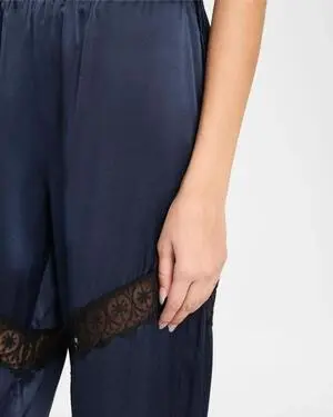 THE GARMENT Cata Stretch-silk Lace-trim Pants - Blue