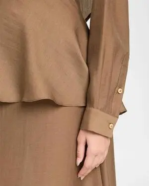 THE GARMENT Eleanor Draped Asymmetric Midi Skirt - Brown