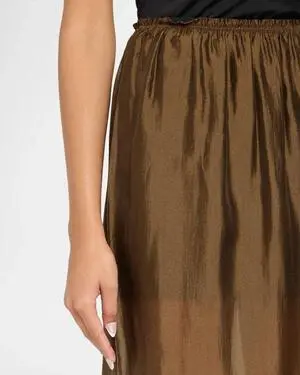 THE GARMENT Gillian Lace-trim Sheer Chiffon Skirt - Brown