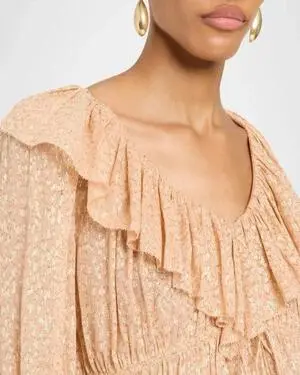 Ulla Johnson Odilia Ruffled Silk-blend Blouse - Cosmos