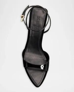 Schutz 100mm Elodie Patent Leather Wedge Sandals - Black