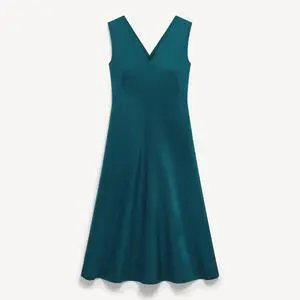 Theory Flared V-neck Dress In Satin