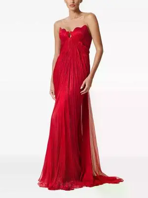 IRIS SERBAN Tulip Strapless Pleated Gown