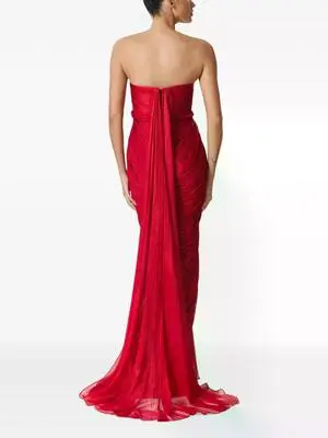 IRIS SERBAN Tulip Strapless Pleated Gown