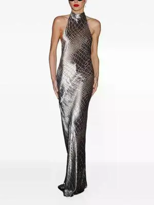 THE SEI Halterneck Bias-cut Maxi Gown Dress
