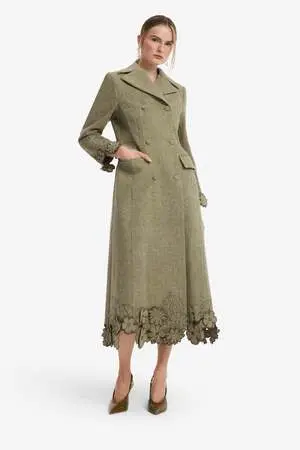 LEO LIN Elara Appliqué Wool Coat