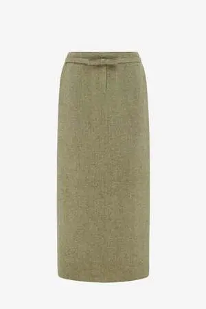 LEO LIN Saskia Wool Maxi Skirt - Olive