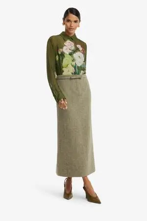 LEO LIN Saskia Wool Maxi Skirt