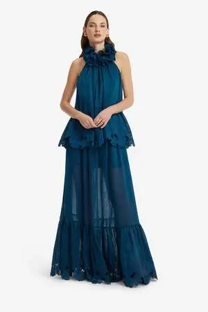 LEO LIN Aster Appliqué Halterneck Top