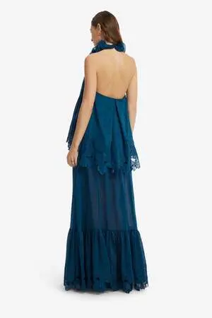 LEO LIN Aster Appliqué Halterneck Top