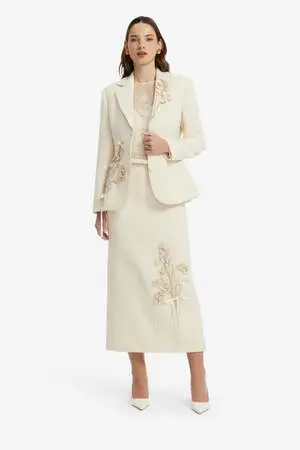LEO LIN Lisa Appliqué Tweed Fitted Blazer