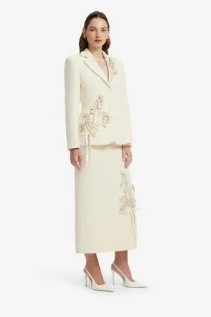 LEO LIN Lisa Appliqué Tweed Fitted Blazer