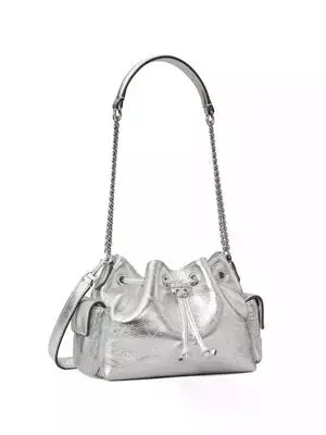 Tory Burch Charlie Quilted Metallic Mini Drawstring Shoulder Bag