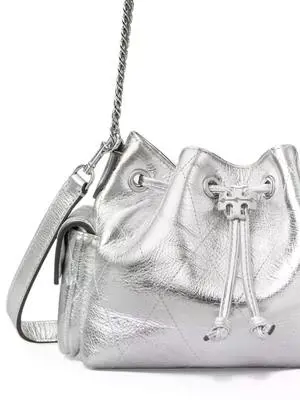 Tory Burch Charlie Quilted Metallic Mini Drawstring Shoulder Bag