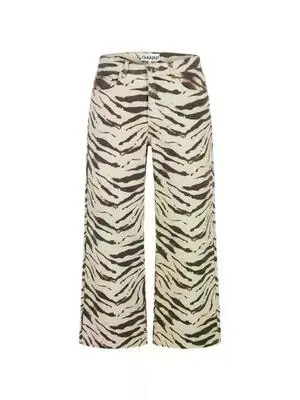 GANNI Lari Wide Jeans In Zebra Denim - Neutrals