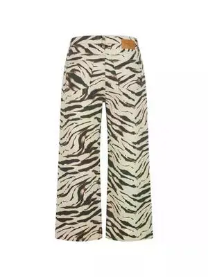 GANNI Lari Wide Jeans In Zebra Denim
