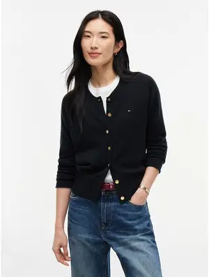 Tommy Hilfiger Gold-button Wool Cardigan - Black