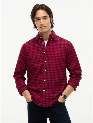 Tommy Hilfiger Regular Fit Gingham Oxford Shirt - Medium Red