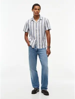 Tommy Hilfiger Regular Fit Striped Linen-blend Camp Shirt