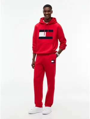Tommy Hilfiger Flag Logo Brushed-back Sweatpant - Medium Red