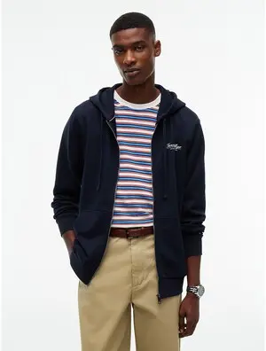 Tommy Hilfiger Script Logo Zip Hoodie - Navy Blue