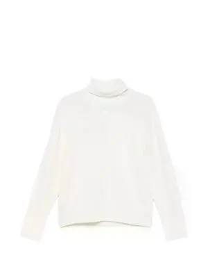 COURREGES Zip-neck Ribbed-trim Sweater - Neutrals
